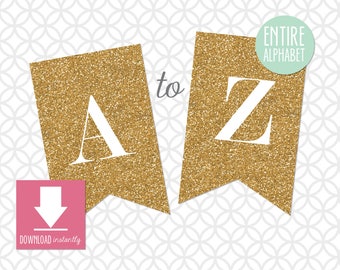 Printable Pennant Banner That Includes Entire Alphabet: - Etsy