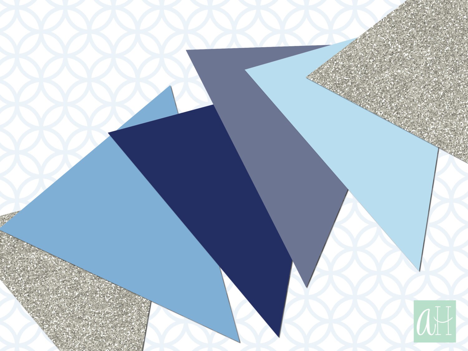 Printable Silver Glitter Pennant Flag Banner That Includes Shades of ...