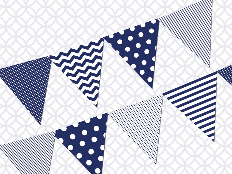 Printable Assorted Pennant Flag Banner: Navy (instant Digital Download ...
