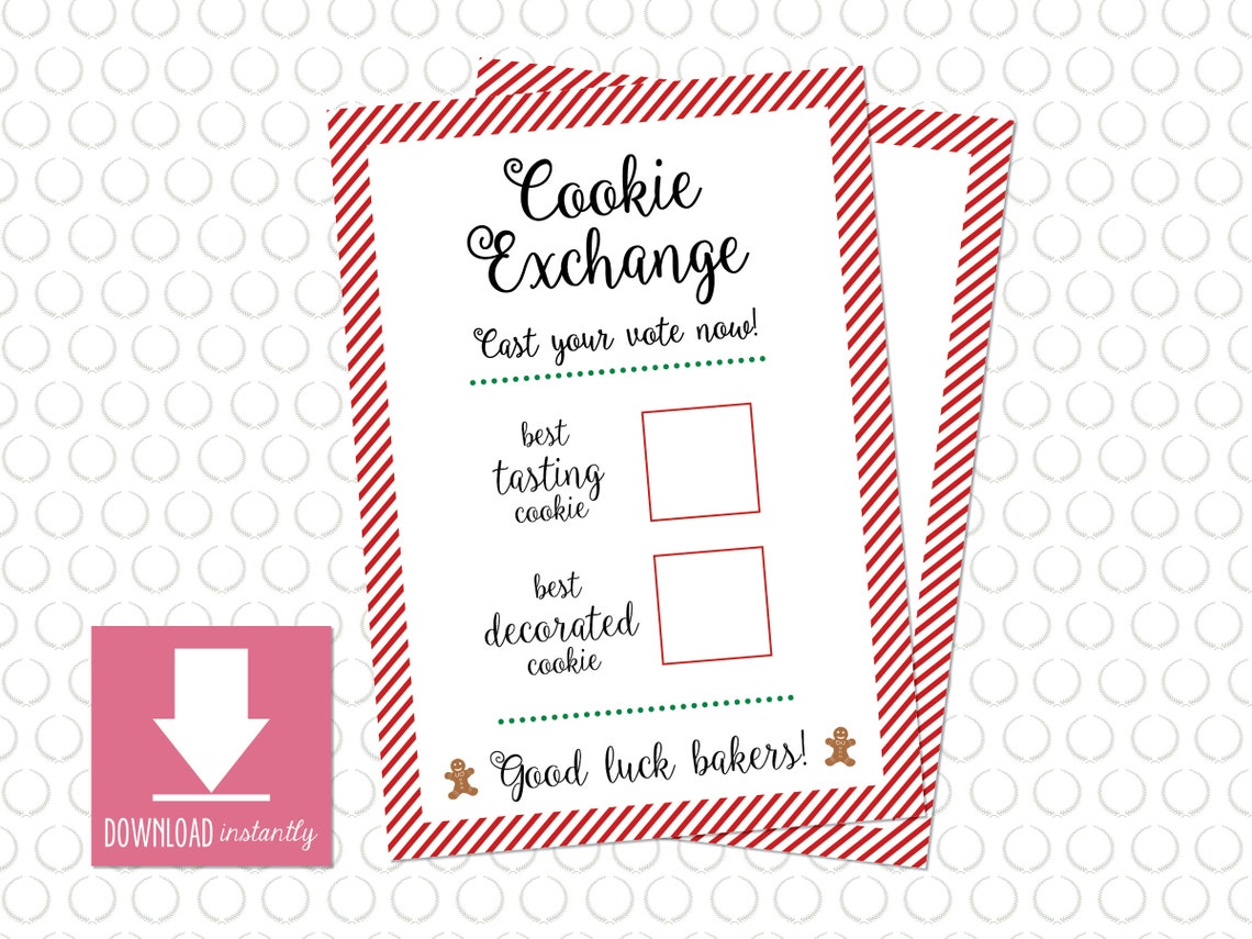 Cookie Exchange Voting Ballot Card for Christmas Party, Bake Off ...