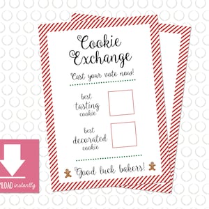 Cookie Exchange Voting Ballot Card for Christmas Party, Bake Off ...