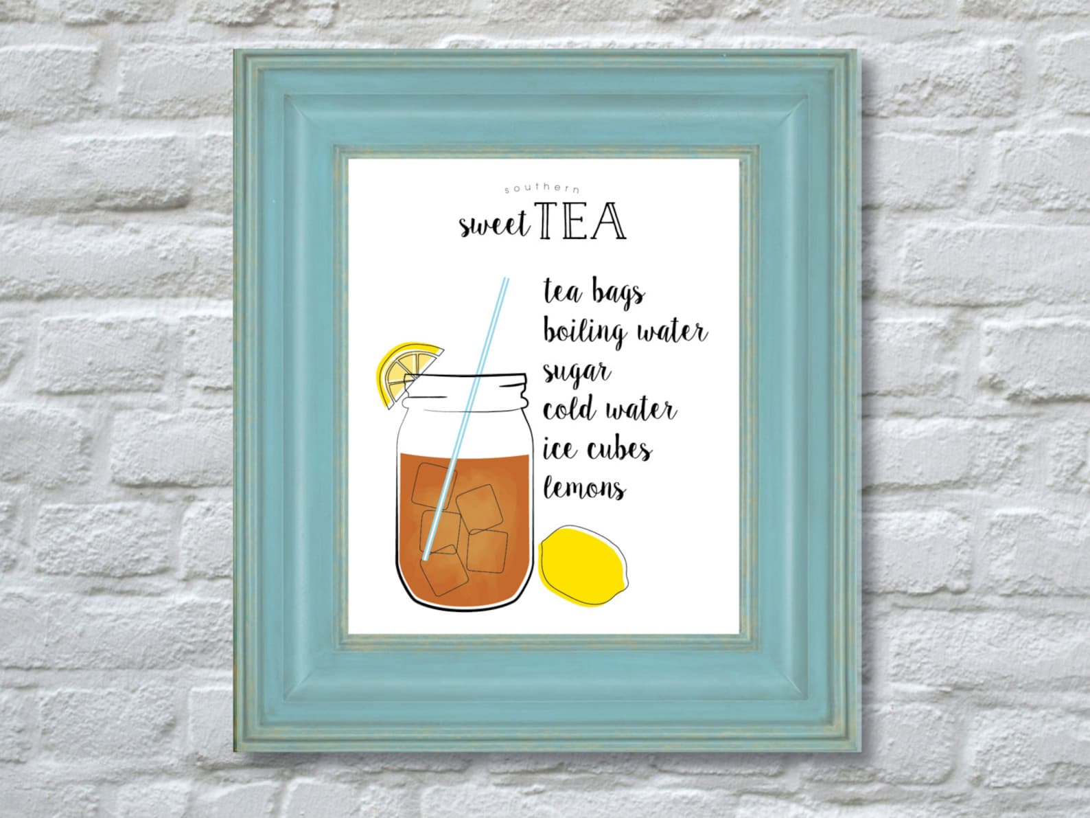 Printable Southern Sweet Tea Recipe Sign: Instant Download as an 8.5in ...