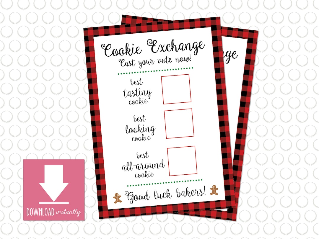 Cookie Exchange Voting Ballot Card for Christmas Party, Bake Off ...