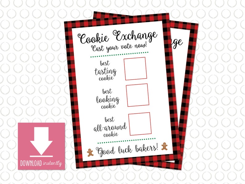 Cookie Exchange Voting Ballot Card for Christmas Party, Bake Off ...