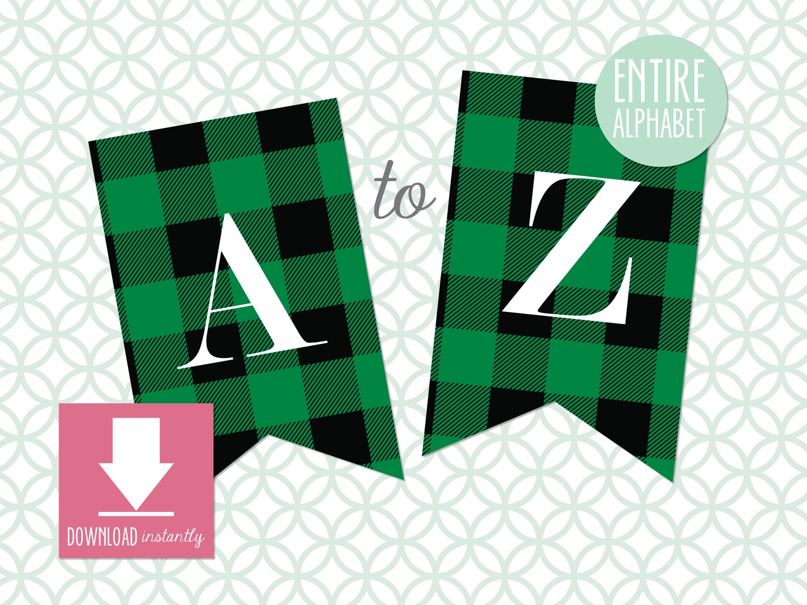 Printable Pennant Banner That Includes Entire Alphabet: Green Buffalo ...