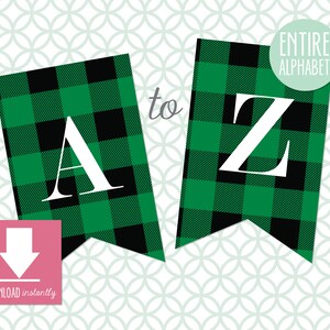 Printable Pennant Banner That Includes Entire Alphabet: Green Buffalo ...