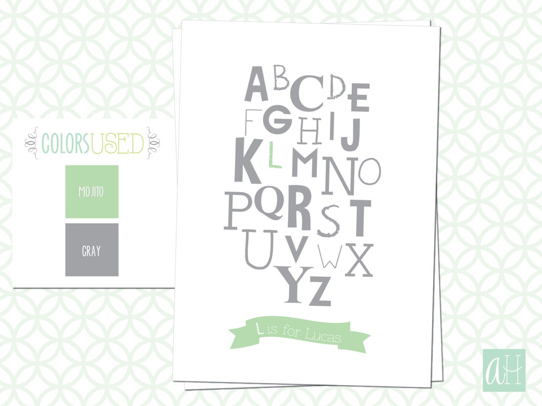 Printable Alphabet Sign With Child's Name Included (non Script Letters ...