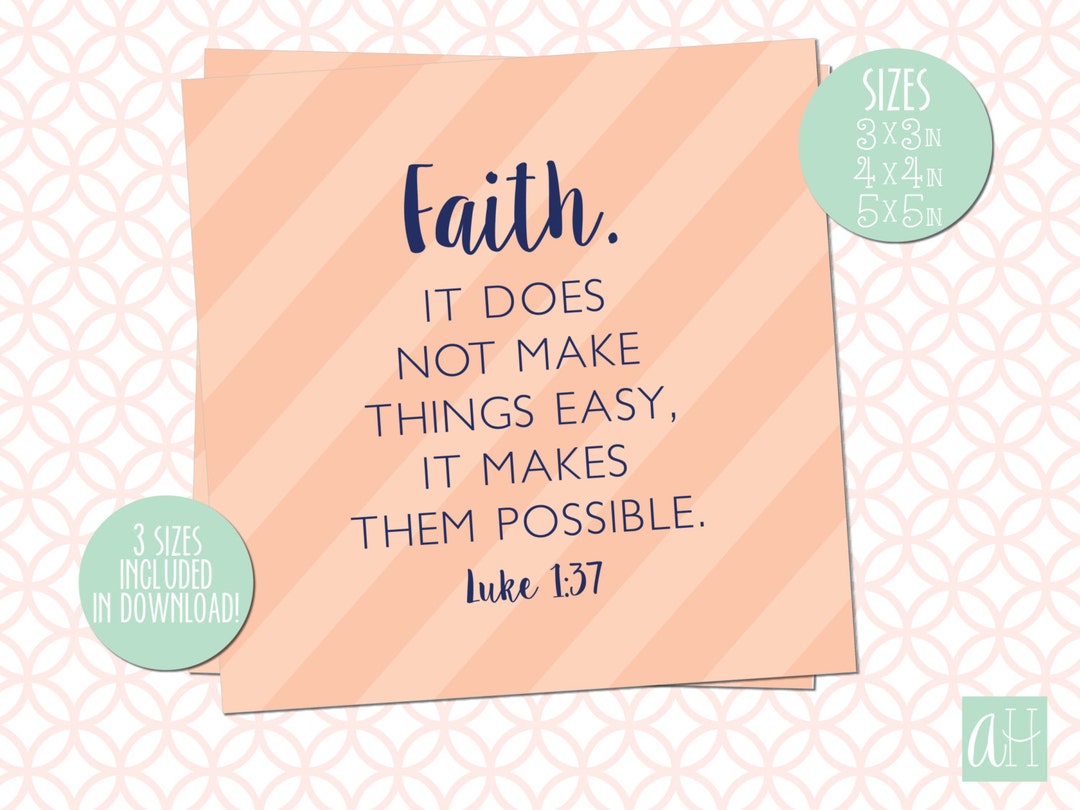 Printable Inspirational Small Sign Luke 1:37 • Instant Download as 3in ...