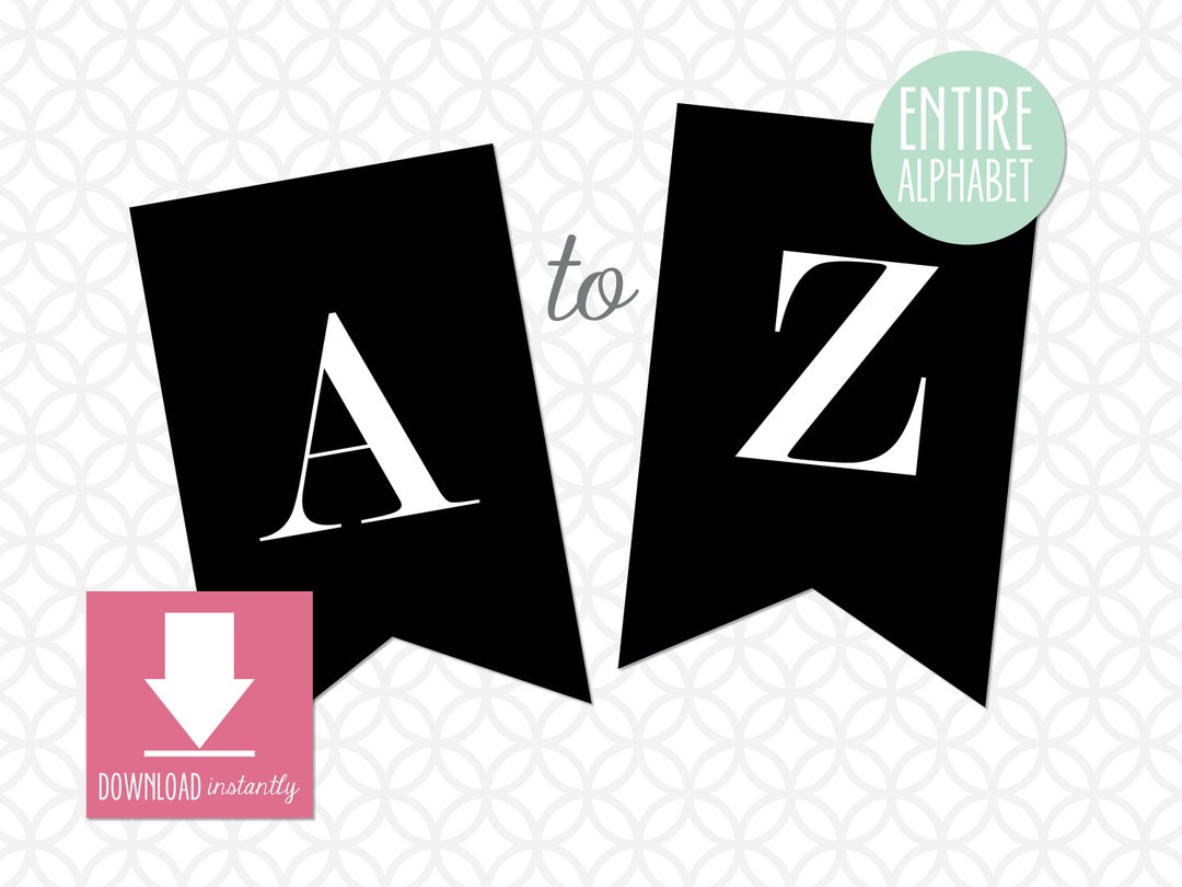 Printable Pennant Banner That Includes Entire Alphabet: Black Banner ...