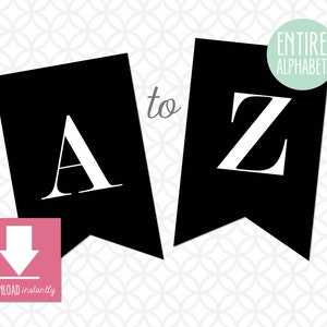 Printable Pennant Banner That Includes Entire Alphabet: Black Banner ...
