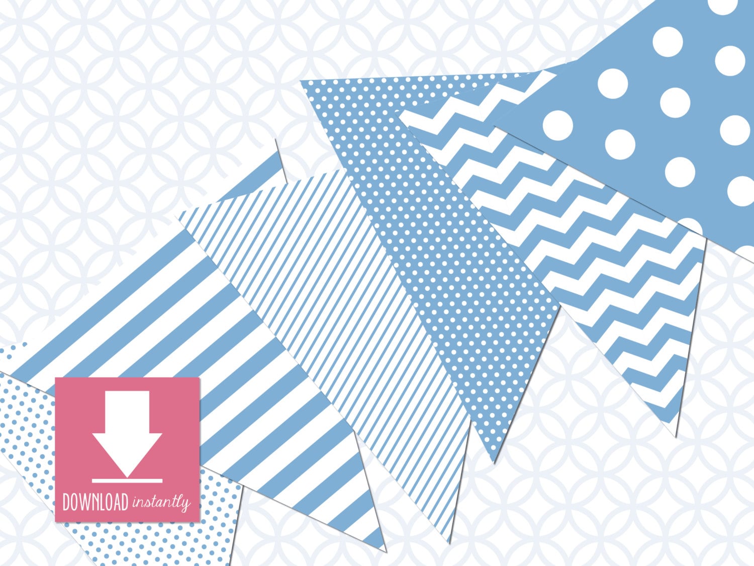 Printable Assorted Pennant Flag Banner: Light Blue instant Digital ...