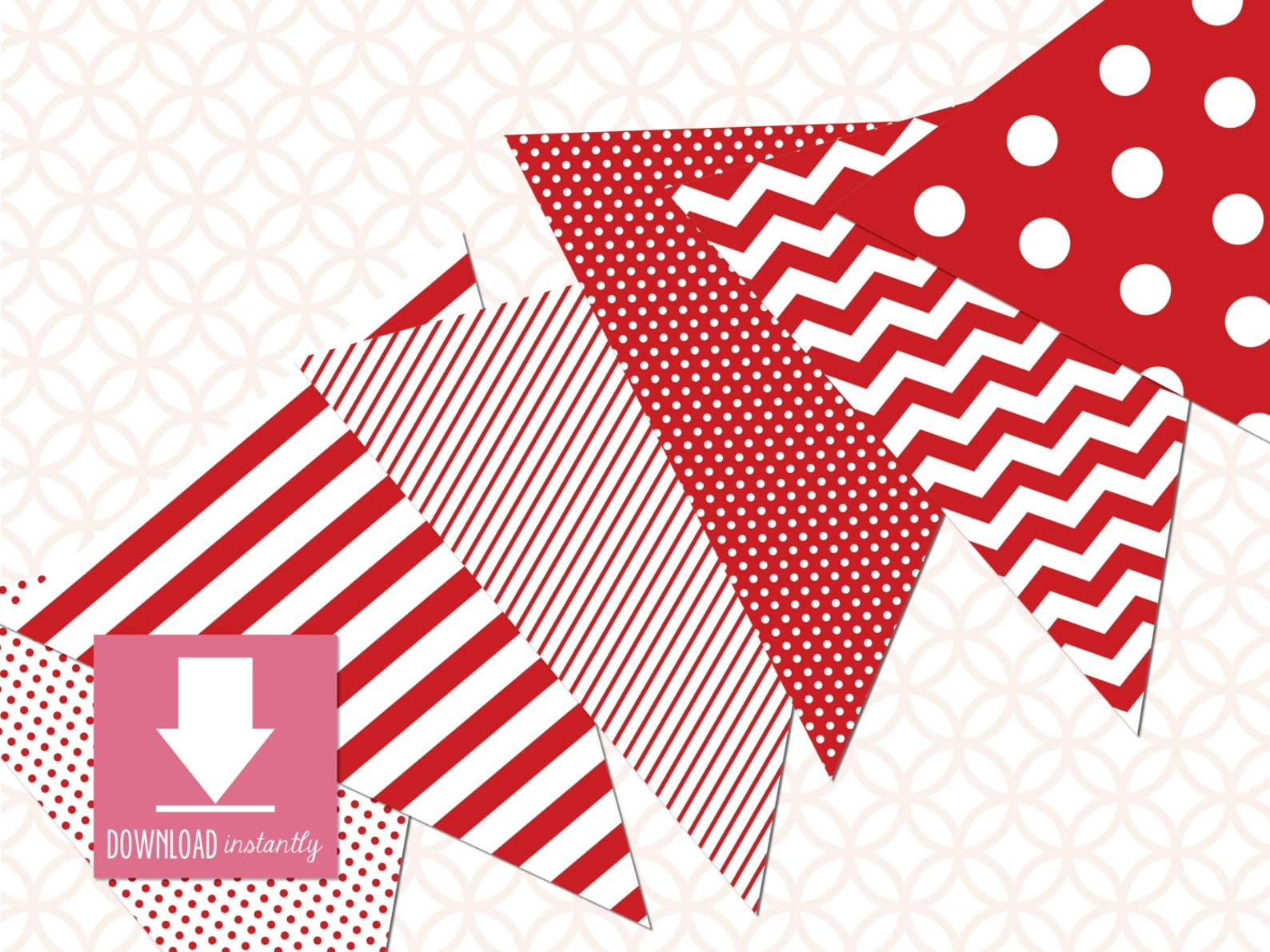 Printable Assorted Pennant Flag Banner: Scarlett Red instant Digital ...