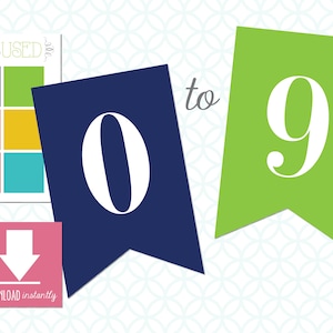 Printable Pennant Banner That Includes Numbers 0 Through 9: Colorful ...