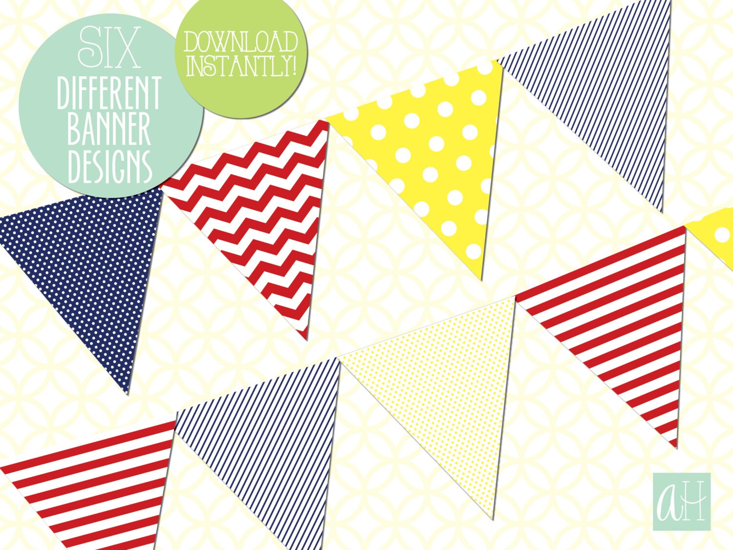 Printable Assorted Pennant Flag Banner: Assorted Primary Colors ...