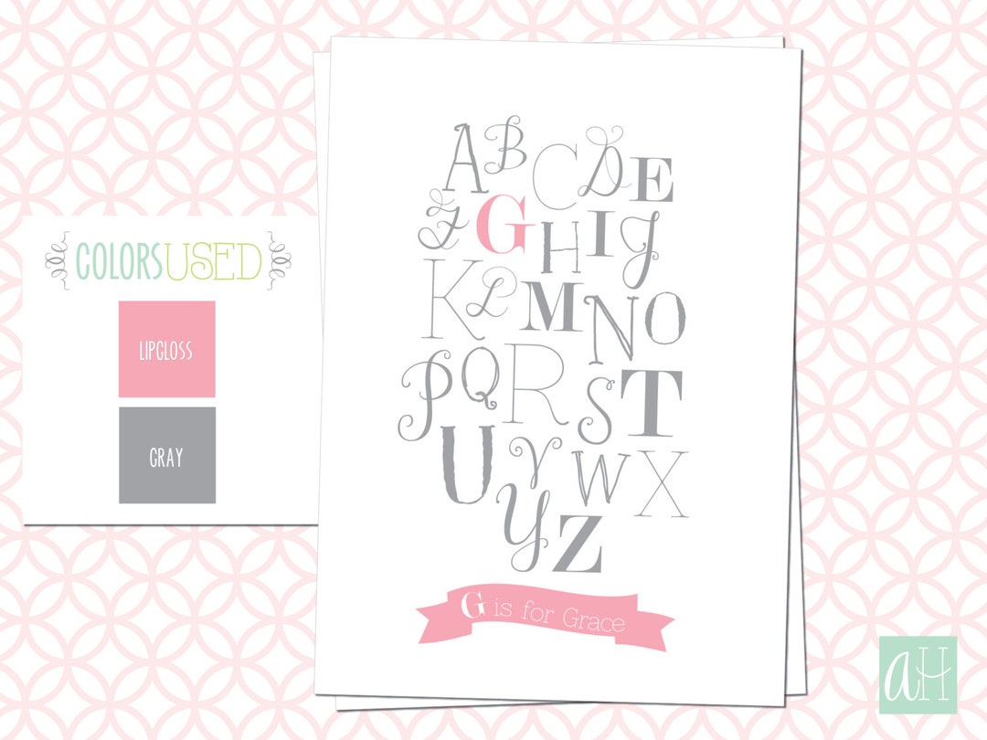 Printable Alphabet Sign With Child's Name Included (script Letters) - Etsy