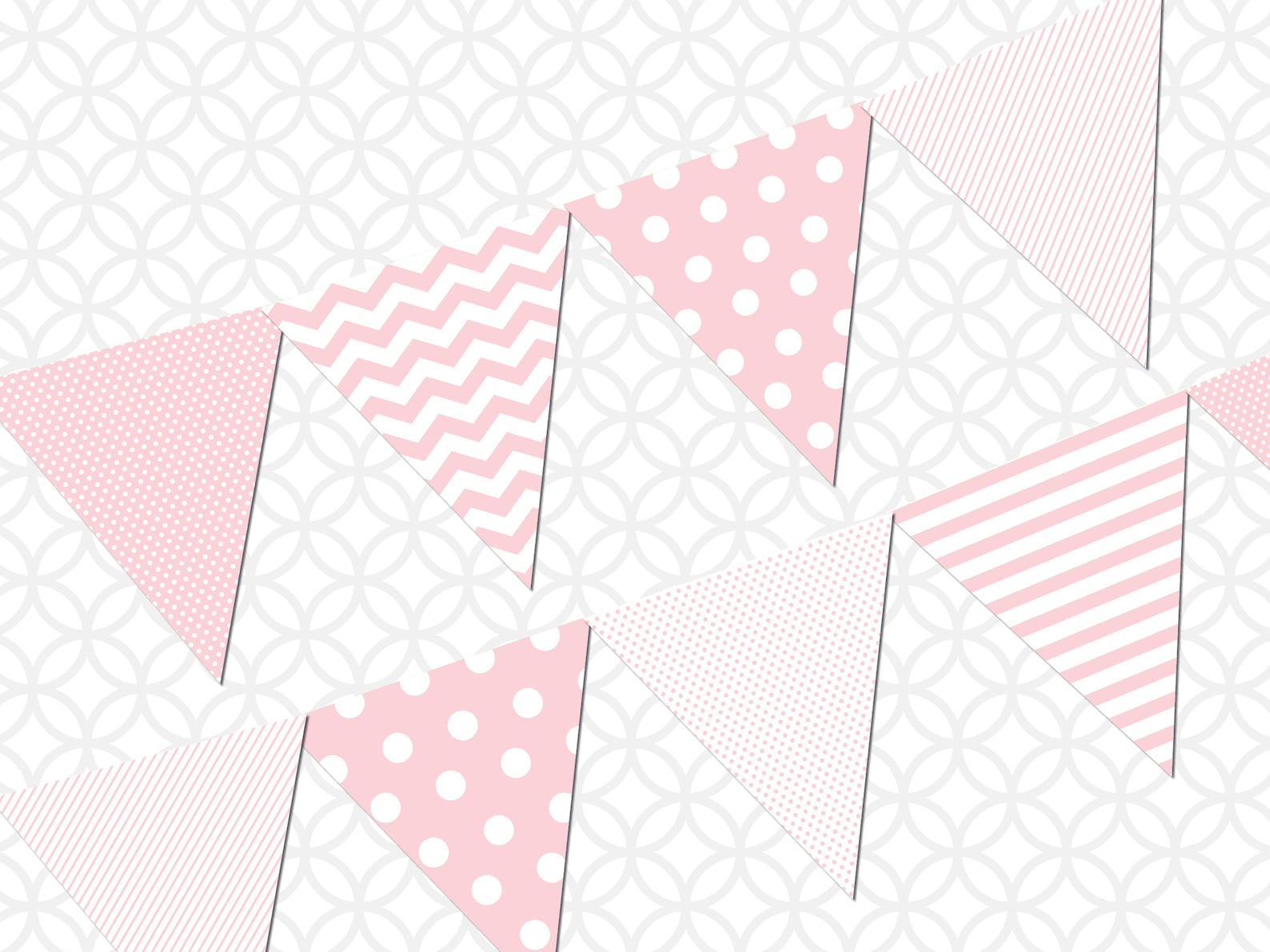 Printable Assorted Pennant Flag Banner: Blush Pink (instant Digital ...