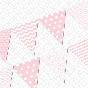 Printable Assorted Pennant Flag Banner: Blush Pink (instant Digital ...