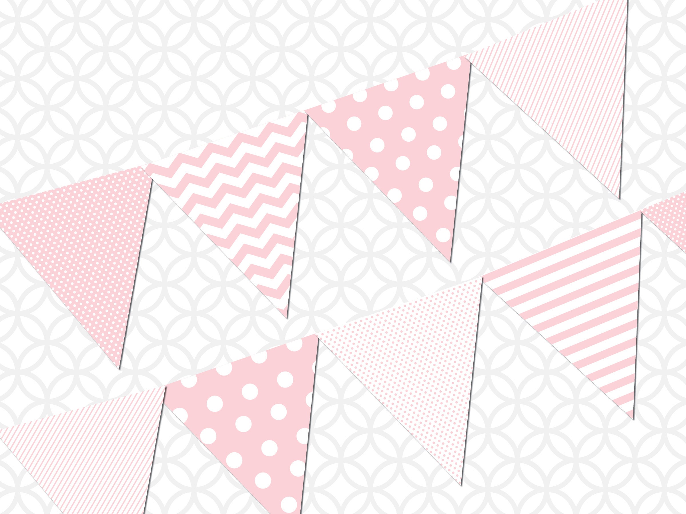Printable Assorted Pennant Flag Banner: Blush Pink instant Digital ...