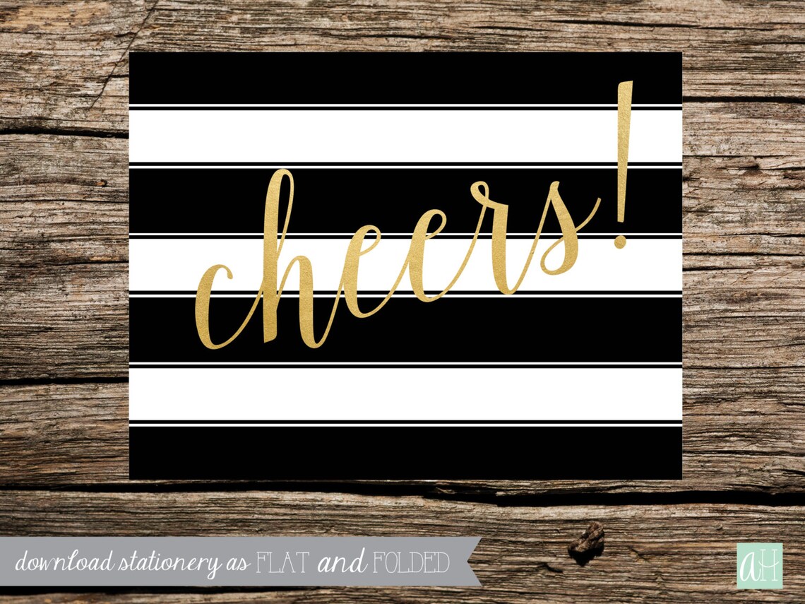 Printable Cheers Stationery: Instant Download as Flat and - Etsy