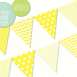 Printable Assorted Pennant Flag Banner: Limoncello Yellow (instant ...