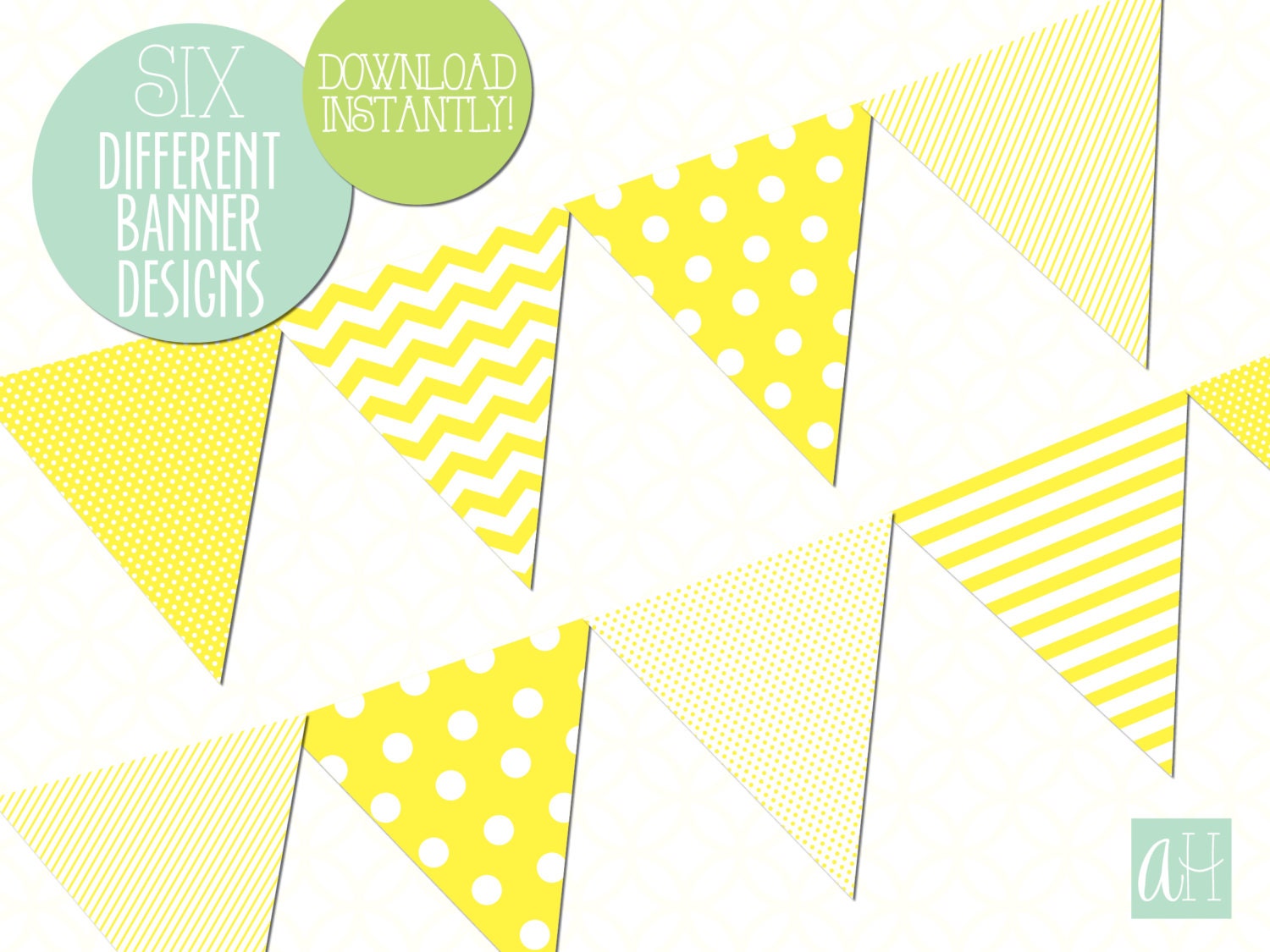 Printable Assorted Pennant Flag Banner: Limoncello Yellow | Etsy