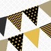 Printable Assorted Pennant Flags: Black and Gold Banner (instant ...