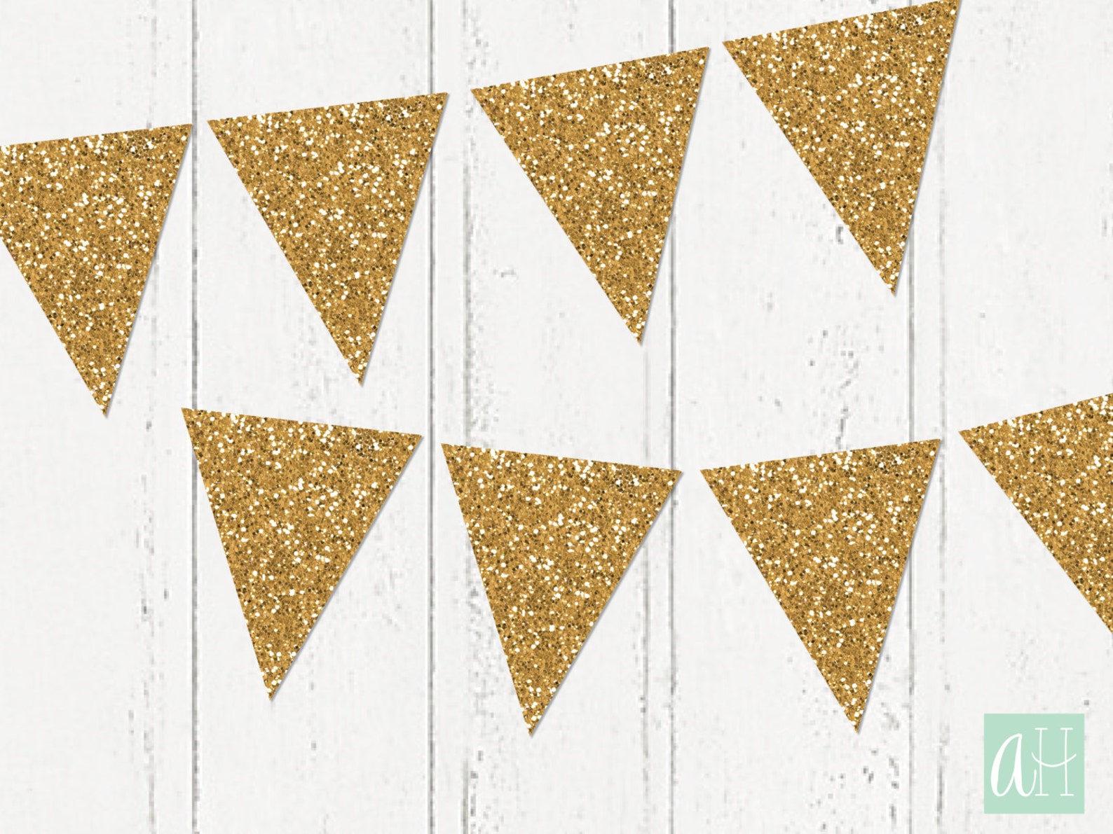Printable Mini GOLD GLITTER Pennant Flag Banner: Instant Download - Etsy