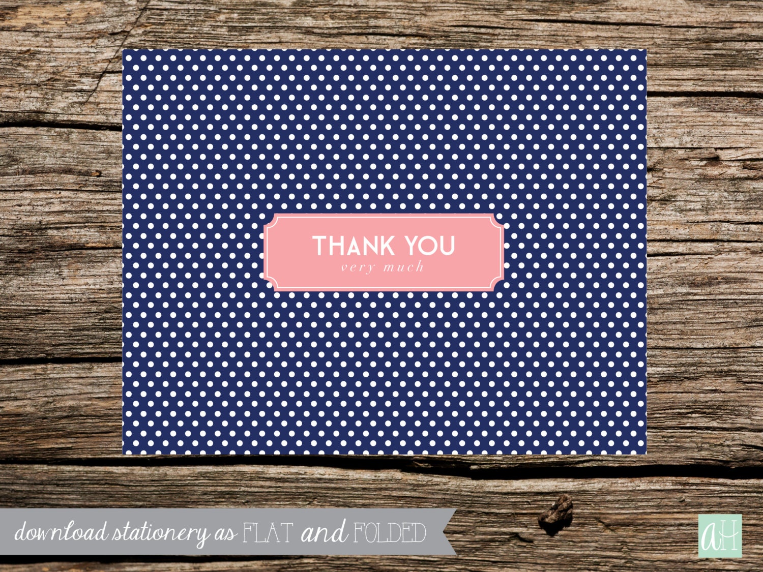 Printable Polka Dot Thank You Card: Instant Download as Flat and Folded ...