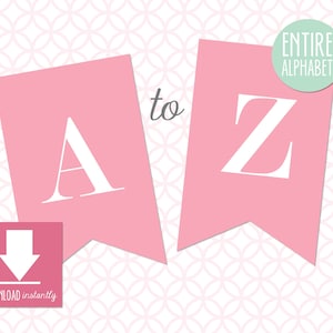 Printable Pennant Banner That Includes Entire Alphabet: Lipgloss Pink ...