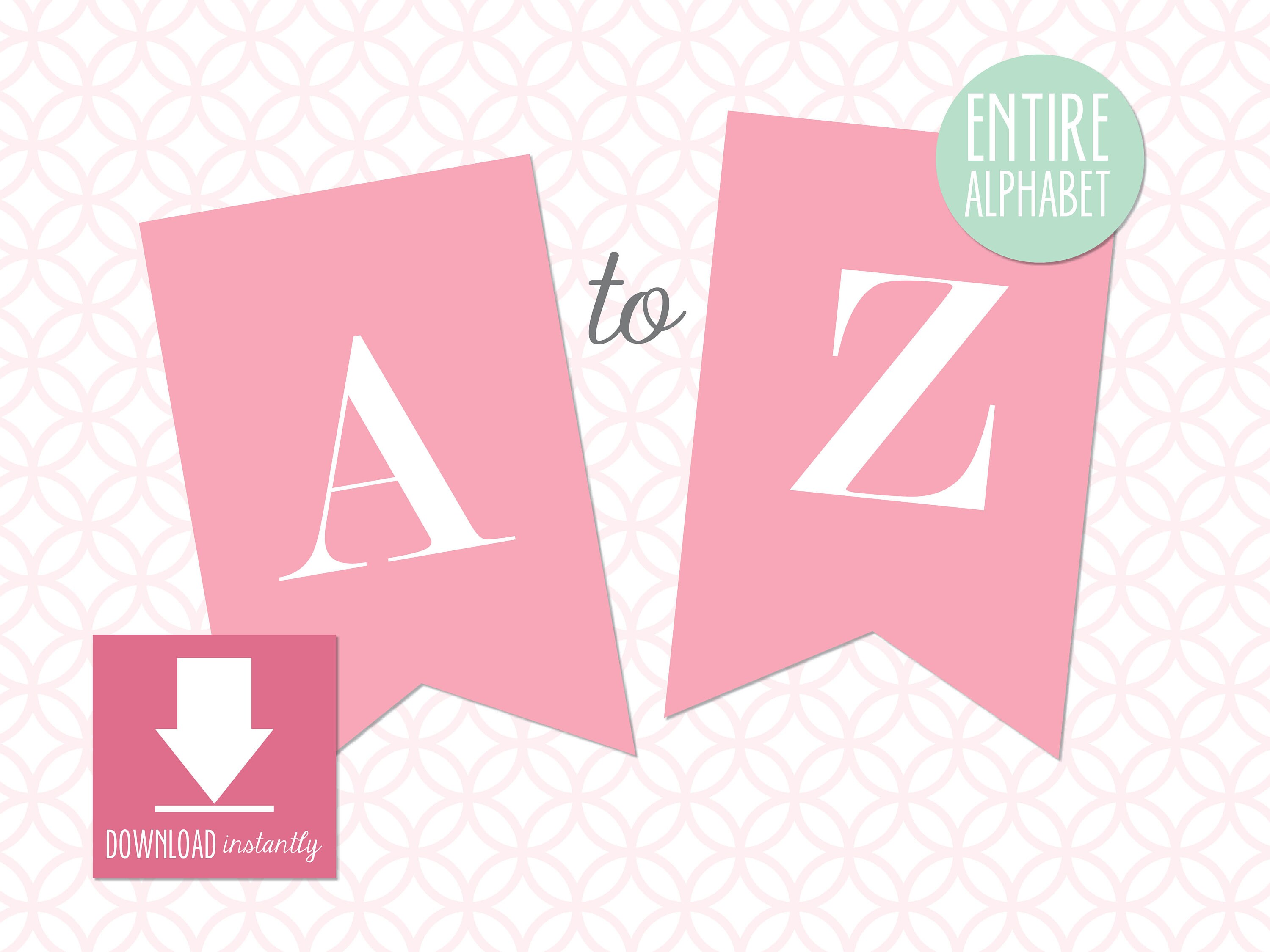 Printable Pennant Banner That Includes Entire Alphabet: Lipgloss Pink ...