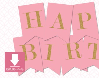 Printable Pennant Banner That Includes Entire Alphabet: Gold - Etsy