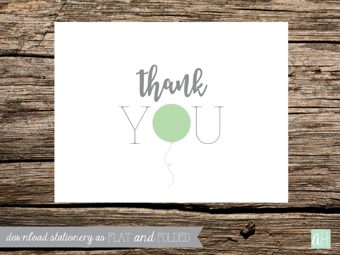 Printable GENDER NEUTRAL Thank You Card, Mojito, Light Green: Instant ...
