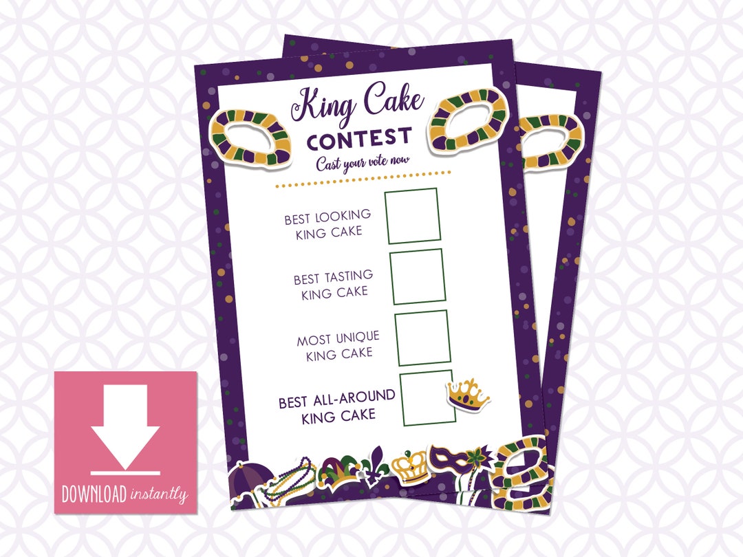 King Cake Tasting Contest Voting Ballot for King Cake Mardi Gras Party ...