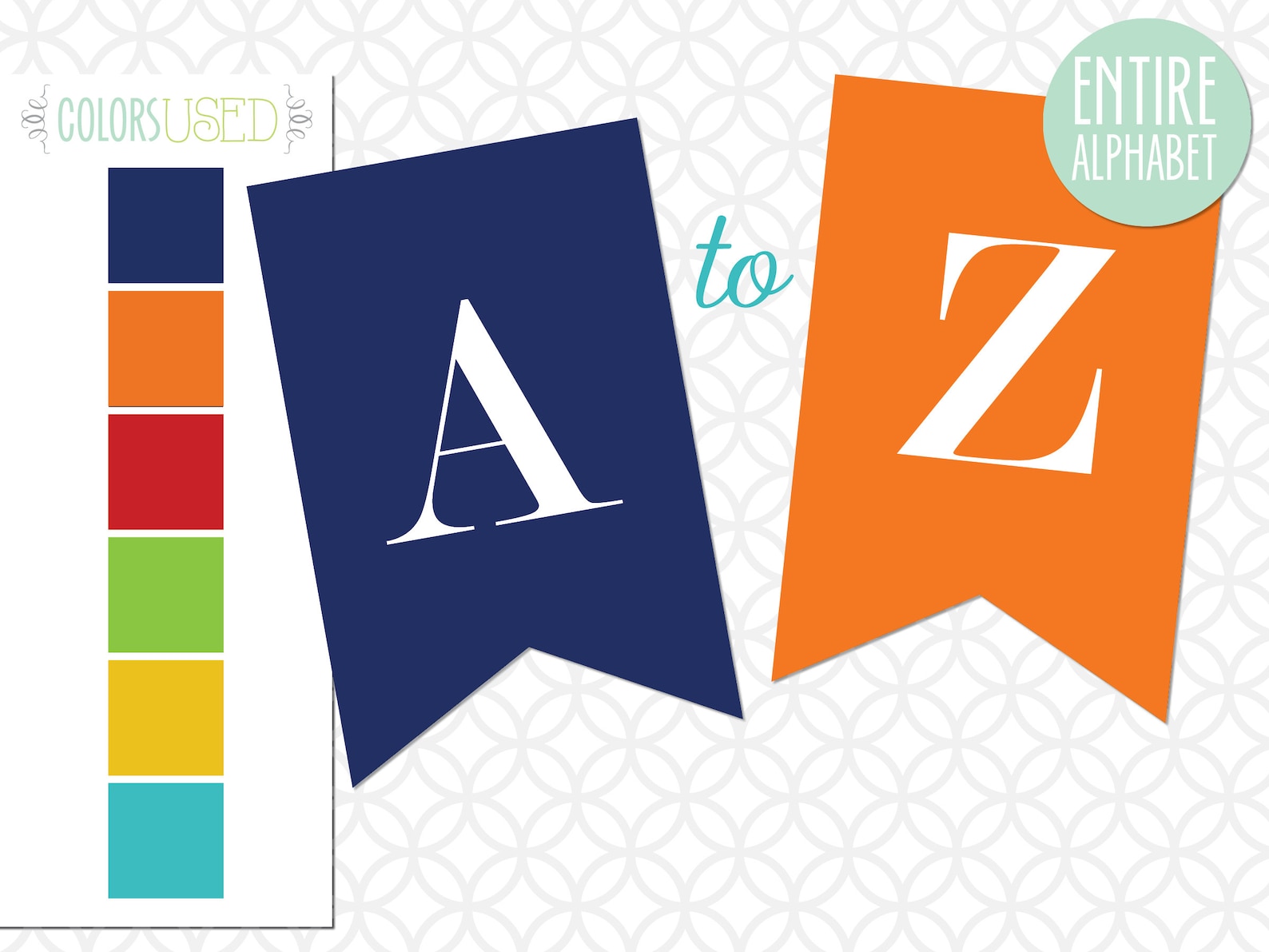 Printable Pennant Banner That Includes Entire Alphabet: Colorful Banner ...