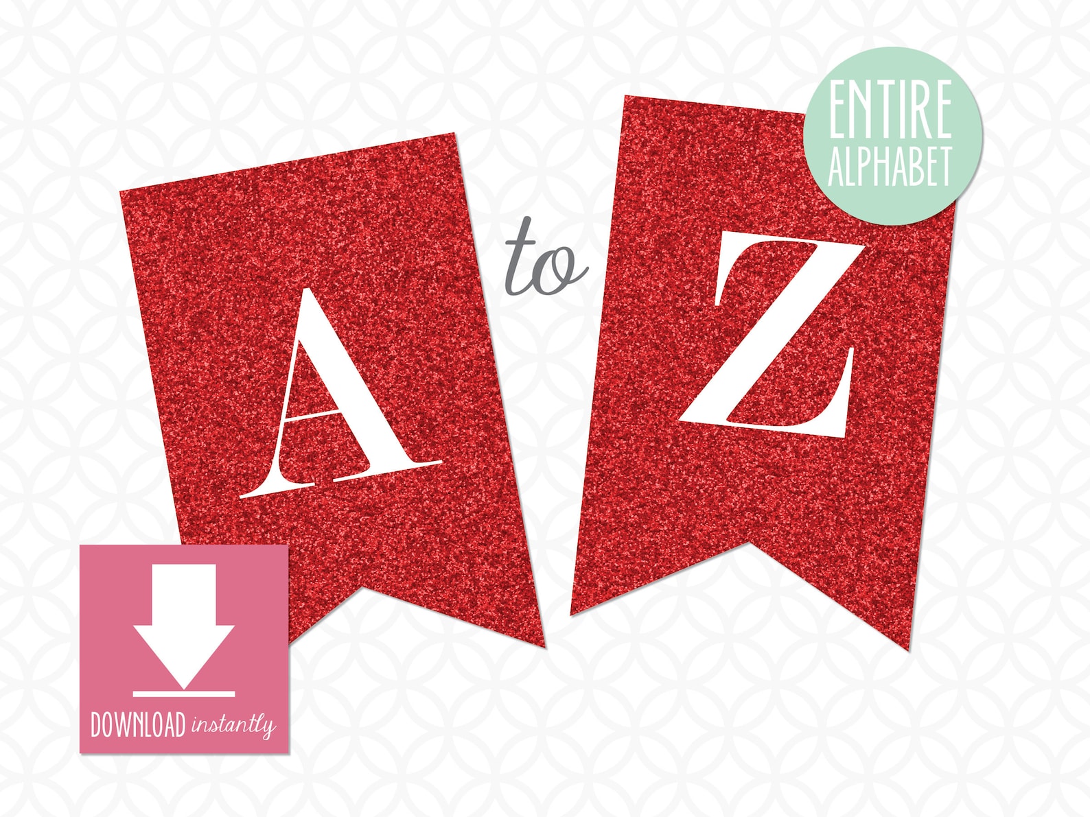 Printable Pennant Banner That Includes Entire Alphabet: Red Glitter ...
