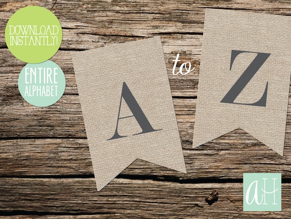 Printable Pennant Banner That Includes Entire Alphabet: Burlap | Etsy