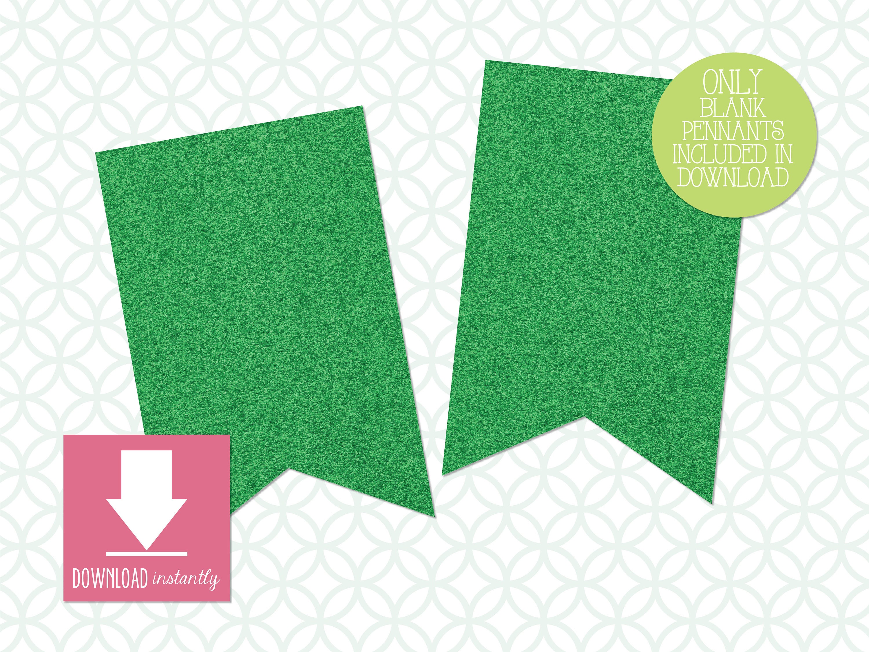 Printable Green Glitter Pennant Banner (instant Digital Download ...