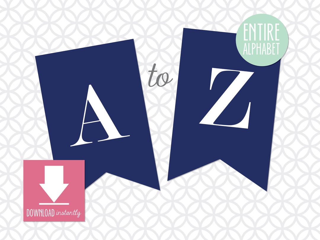 Printable Pennant Banner That Includes Entire Alphabet: Navy Banner ...