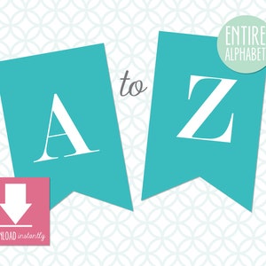 Printable Pennant Banner That Includes Entire Alphabet: Teal Banner ...