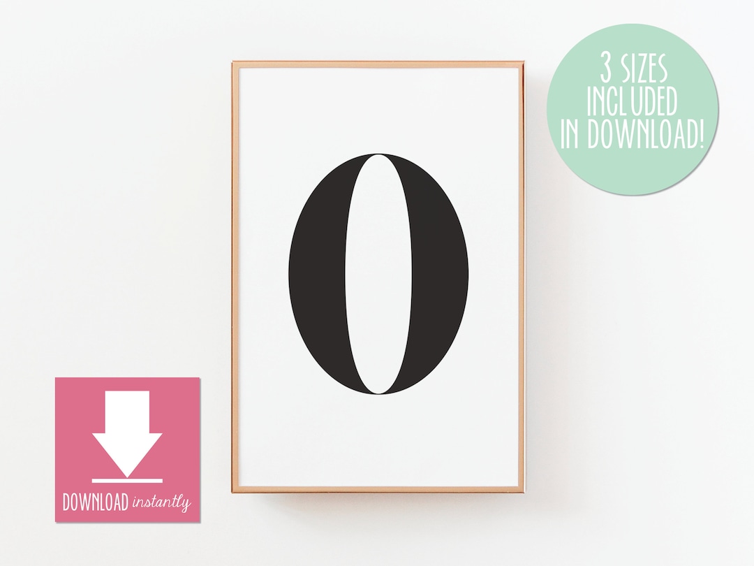 Printable Number 0: Instant Download 3 Sizes, 8.5in X 11in, 11in X 17in ...