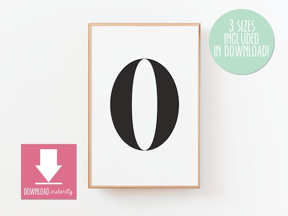 Printable Number 0: Instant Download 3 Sizes 8.5in X 11in | Etsy