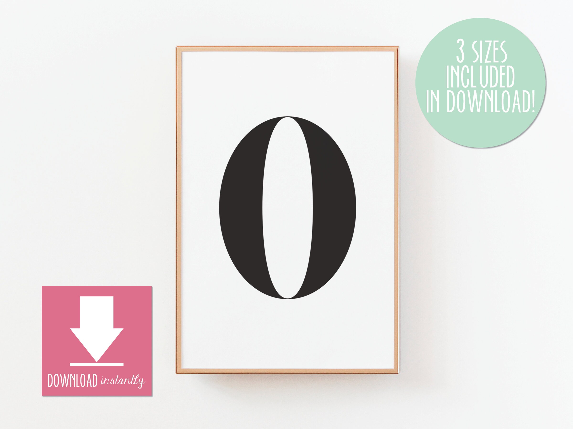 Printable Number 0: Instant Download 3 Sizes 8.5in X 11in - Etsy