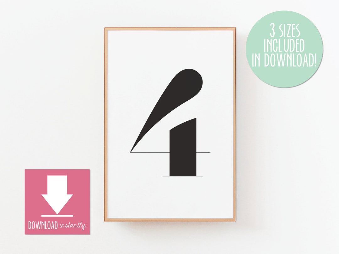 Printable Number 4: Instant Download 3 Sizes, 8.5in X 11in, 11in X 17in ...