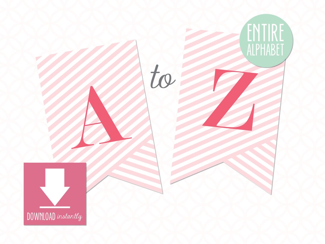 Printable Pennant Banner That Includes Entire Alphabet: Light Pink ...