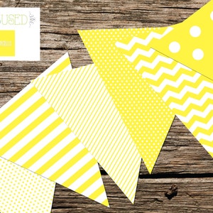 Printable Assorted Pennant Flag Banner: Limoncello Yellow (instant ...