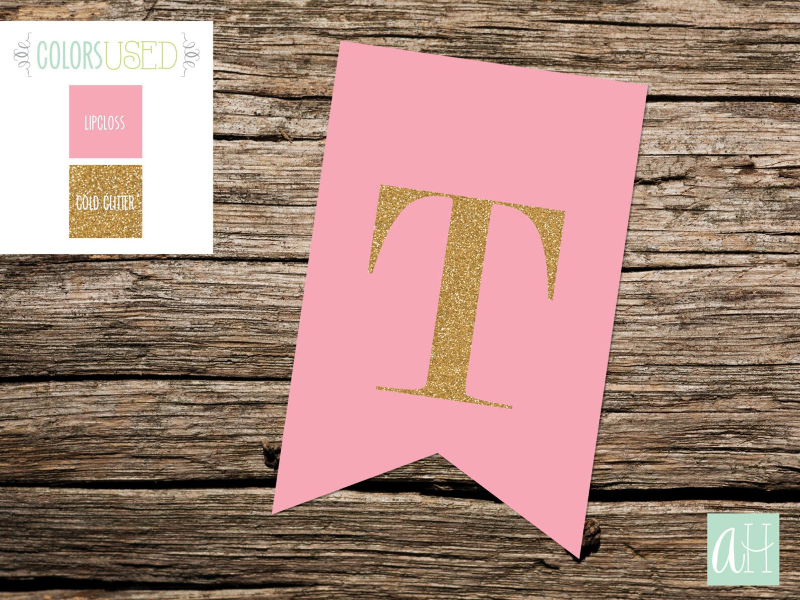 Printable t Pennant Banner: Instant Download Pink - Etsy