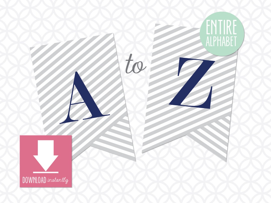 Printable Pennant Banner That Includes Entire Alphabet: Light Gray ...