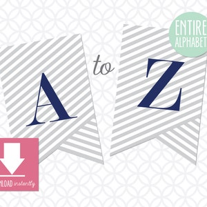 Printable Pennant Banner That Includes Entire Alphabet: Light Gray ...