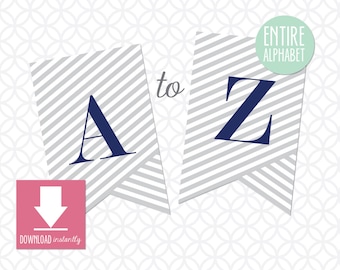 Printable Pennant Banner That Includes Entire Alphabet: Light | Etsy