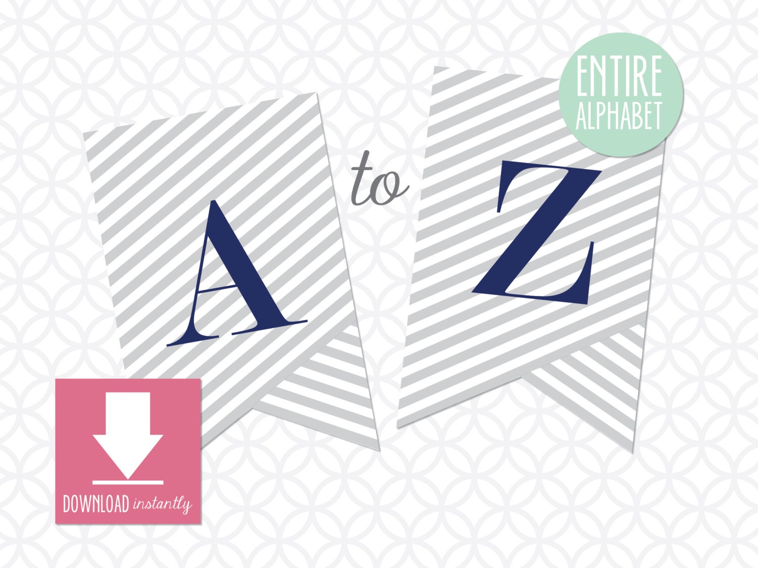 Printable Pennant Banner That Includes Entire Alphabet: Light Gray ...